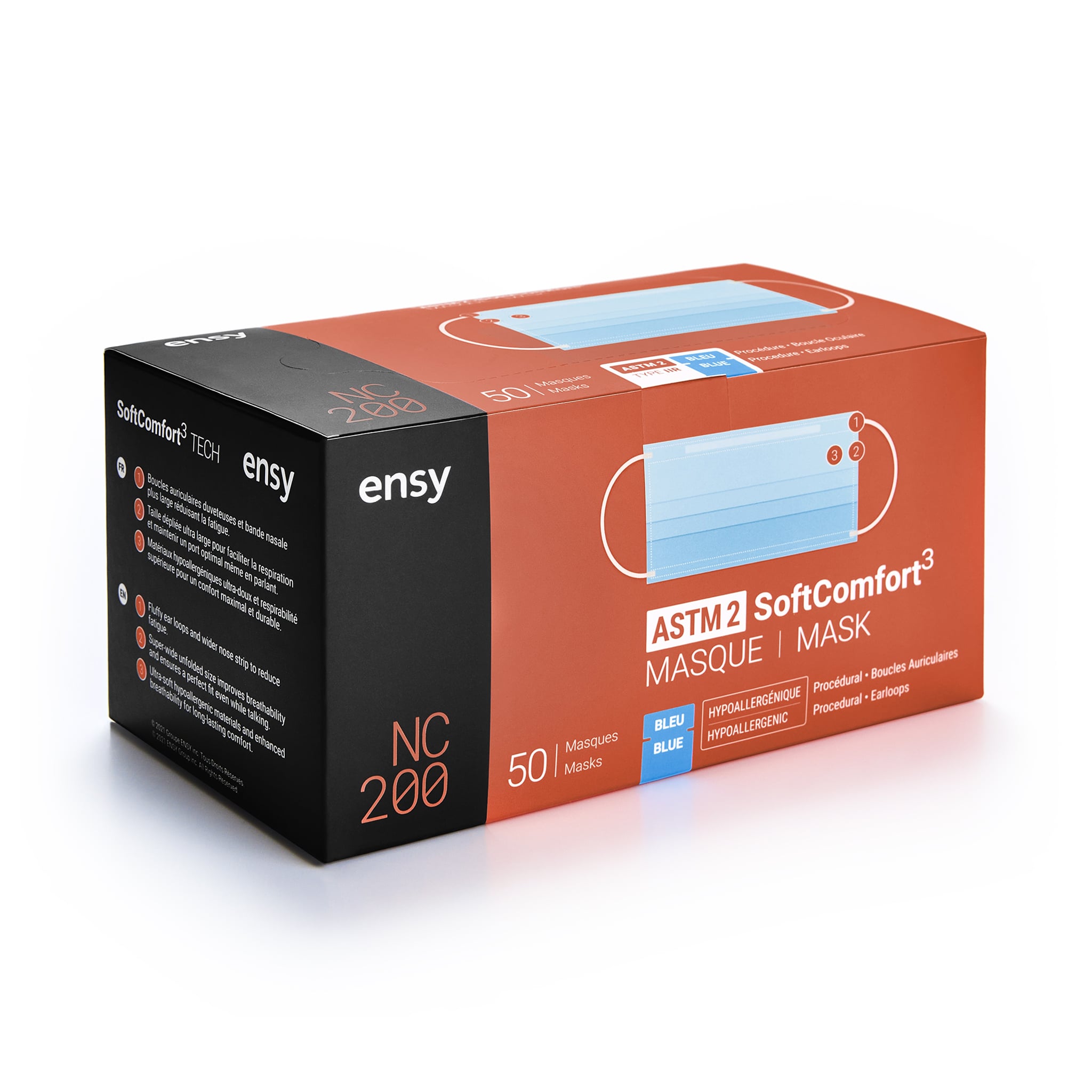 NC200 SoftComfort³ ™ ASTM Level 2 Medical Grade Procedural Earloop Mas